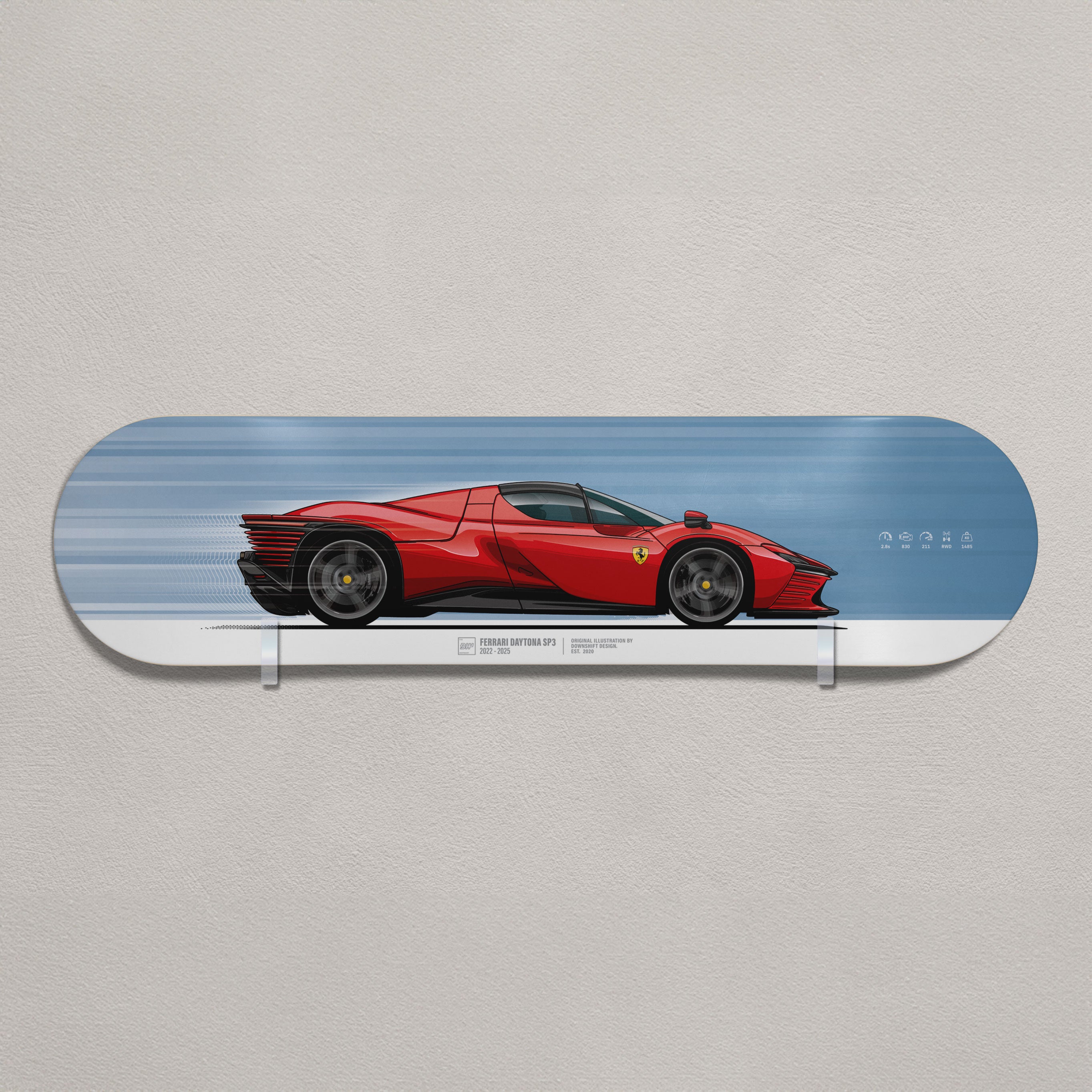 Ferrari Daytona SP3 Skate Deck | Custom Car Art by Downshift Design
